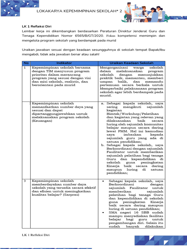 LK 1 Refleksi Diri SMAN 16 SBB | PDF