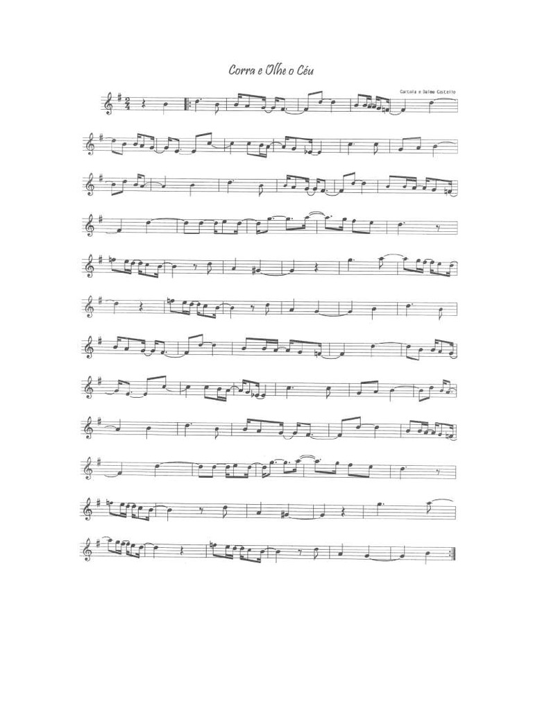 Corra e Olhe o Céu - (Cartola e Dalmo Castelo) - G+ | PDF