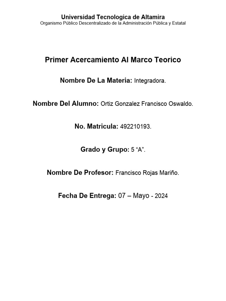 Primer Acercamiento Al Marco Teorico | PDF | Ingeniería | Ciencias de ...