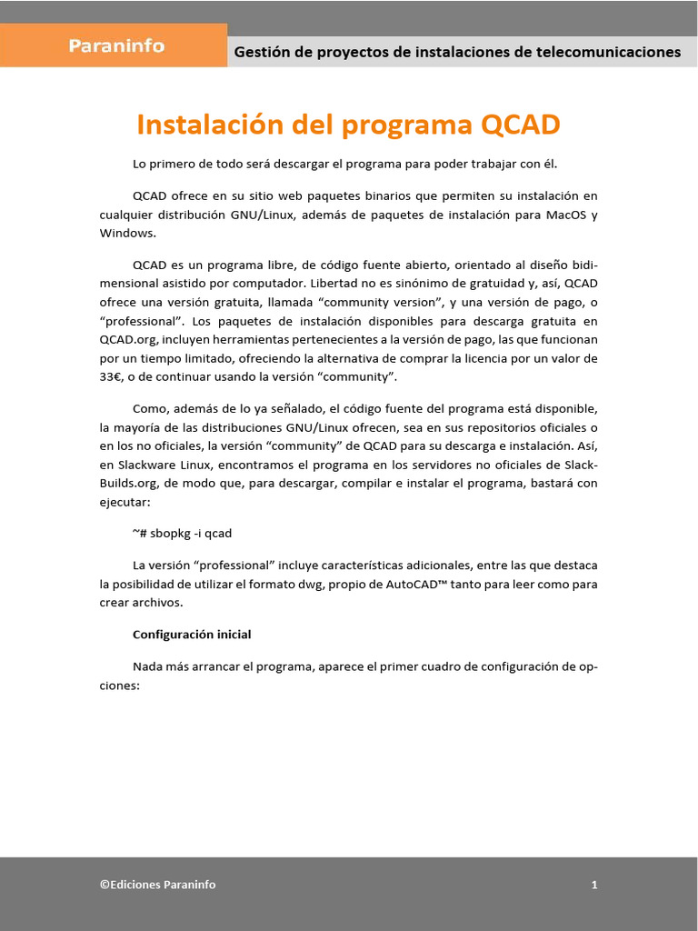 5 Instalación Del Programa QCAD | PDF | Distribución de Linux | Programa de computadora