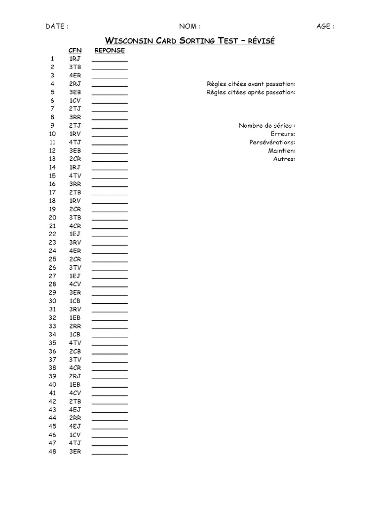 OSF - protocole+WCST | PDF
