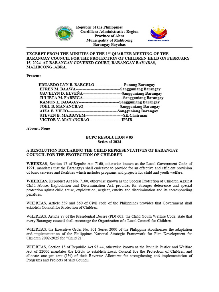 BCPC Reso. | PDF | Justice | Crime & Violence