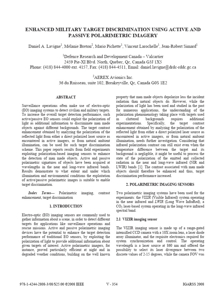 Enhanced Military Target Discrimination Using Active and Passive ...
