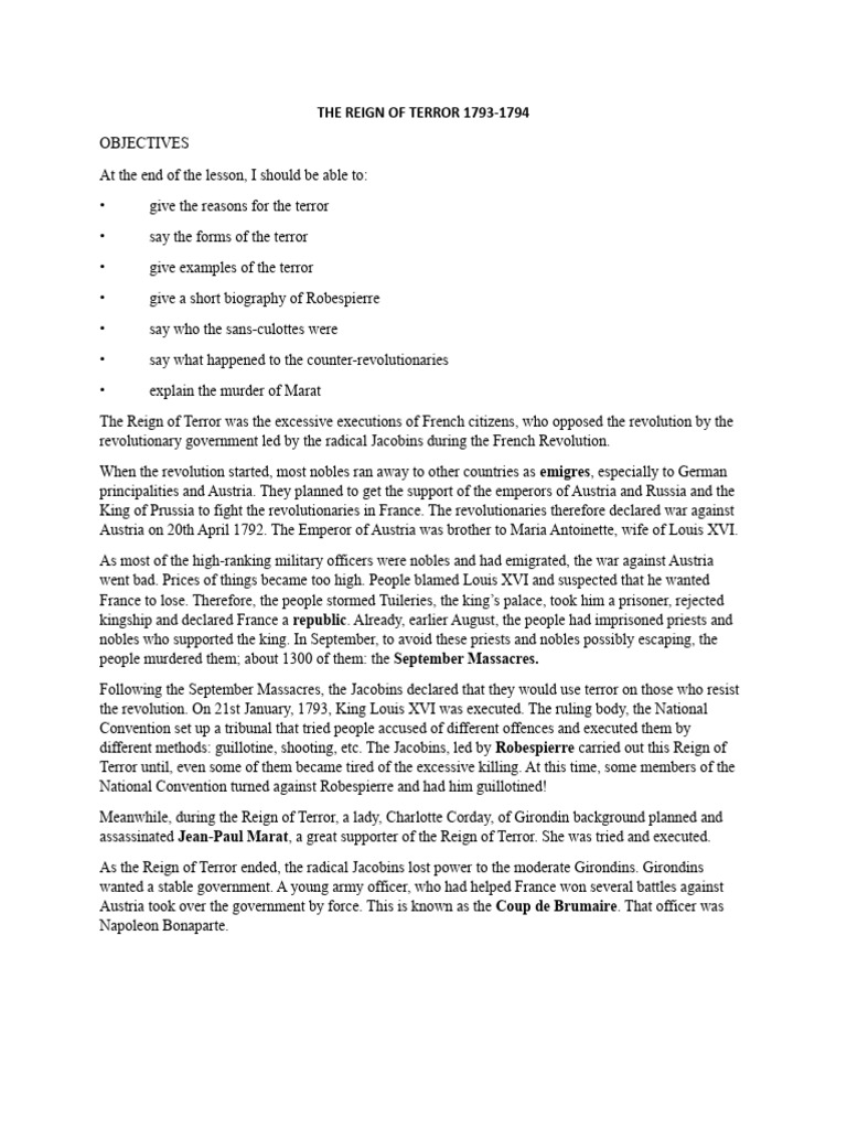The Reign of Terror 1793 | PDF | Reign Of Terror | Maximilien Robespierre