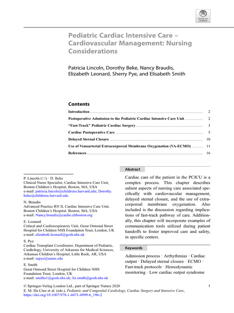 Pediatric Cardiac ICU Nursing Care Guide | PDF | Heart | Blood Pressure