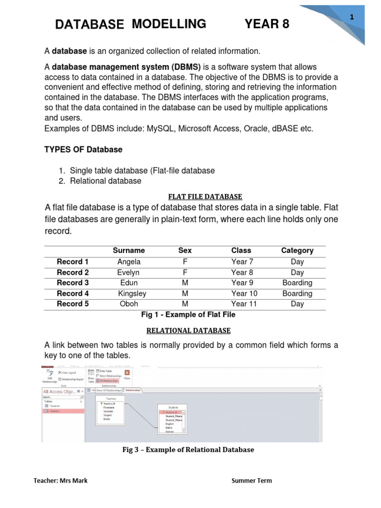 Database Year 8 | PDF | Databases | Table (Database) Database Year 8 | PDF | Databases | Table (Database)