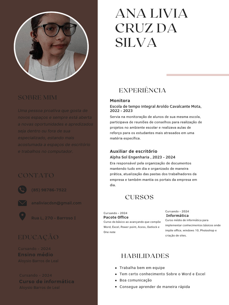 Currículo Simples Com Foto e Informações em Rosa e Branco - 20240619 ...
