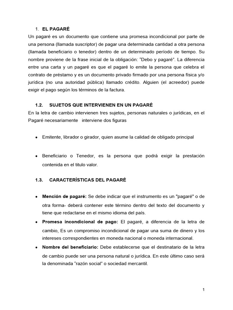 Guía Completa sobre el Pagaré: Tipos y Requisitos | PDF | Pagos | Pagaré