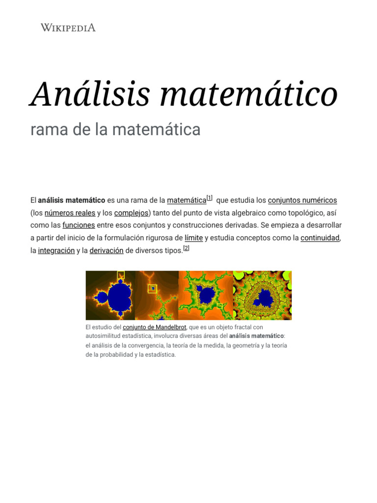 Análisis Matemático - Wikipedia, La Enciclopedia Libre | PDF | Análisis ...