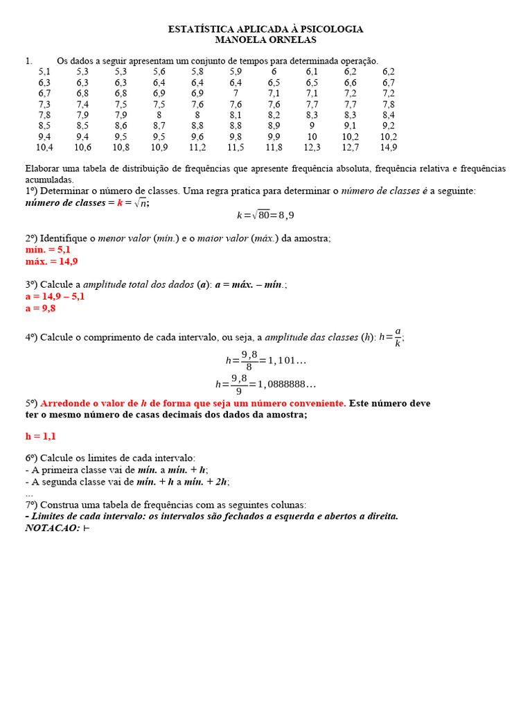 Estatística Aplicada à Psicologia: Frequências | PDF | Métodos e ...