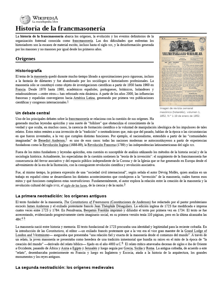 Historia de La Francmasonería | PDF | Masonería
