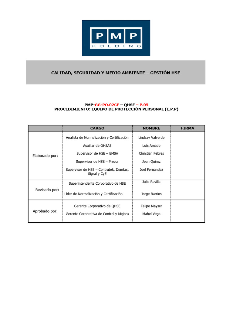 2° Procedimiento para Equipo de Protección Personal (EPP) Final | PDF | Soldadura | Construcción