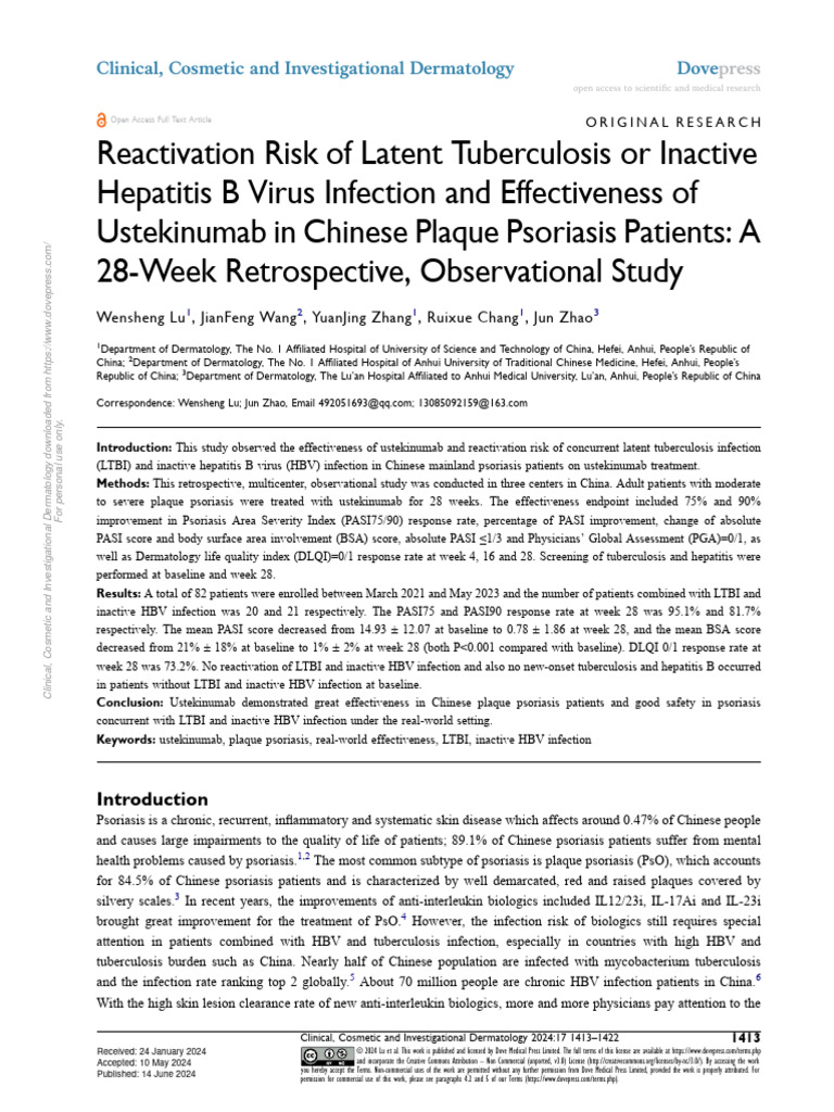 Reactivation Risk of Latent Tuberculosis or Inactive Hepatitis B Virus ...