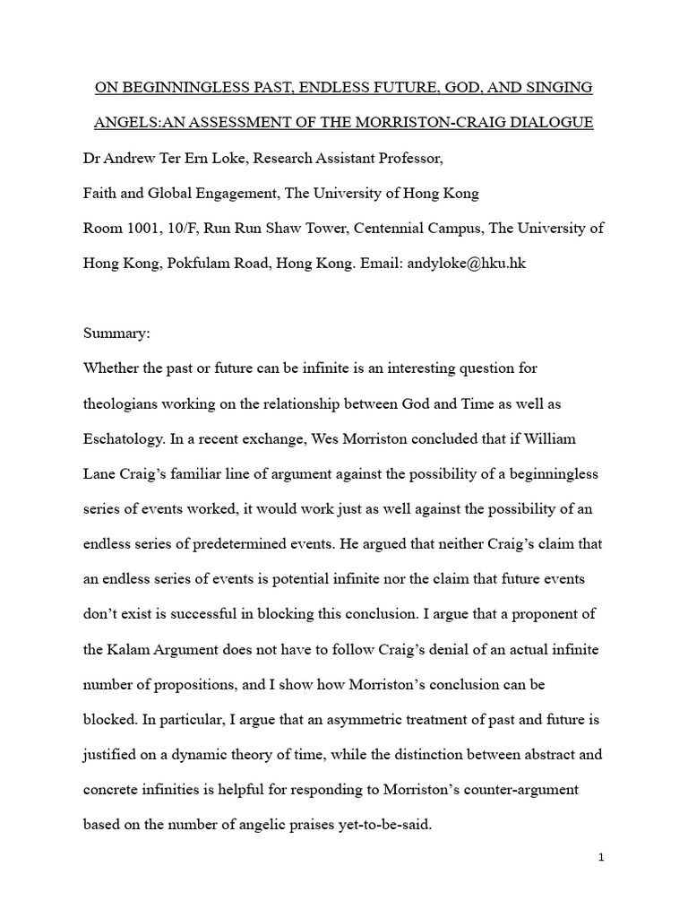 Loke Andrew 2016 On Beginningless Past e | PDF | Infinity | Truth