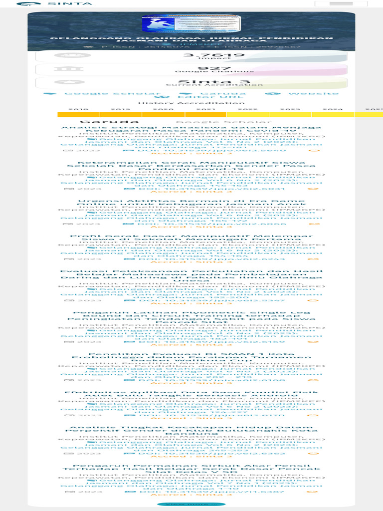 SINTA - Science and Technology Index | PDF | Olahraga & Rekreasi | Game ...