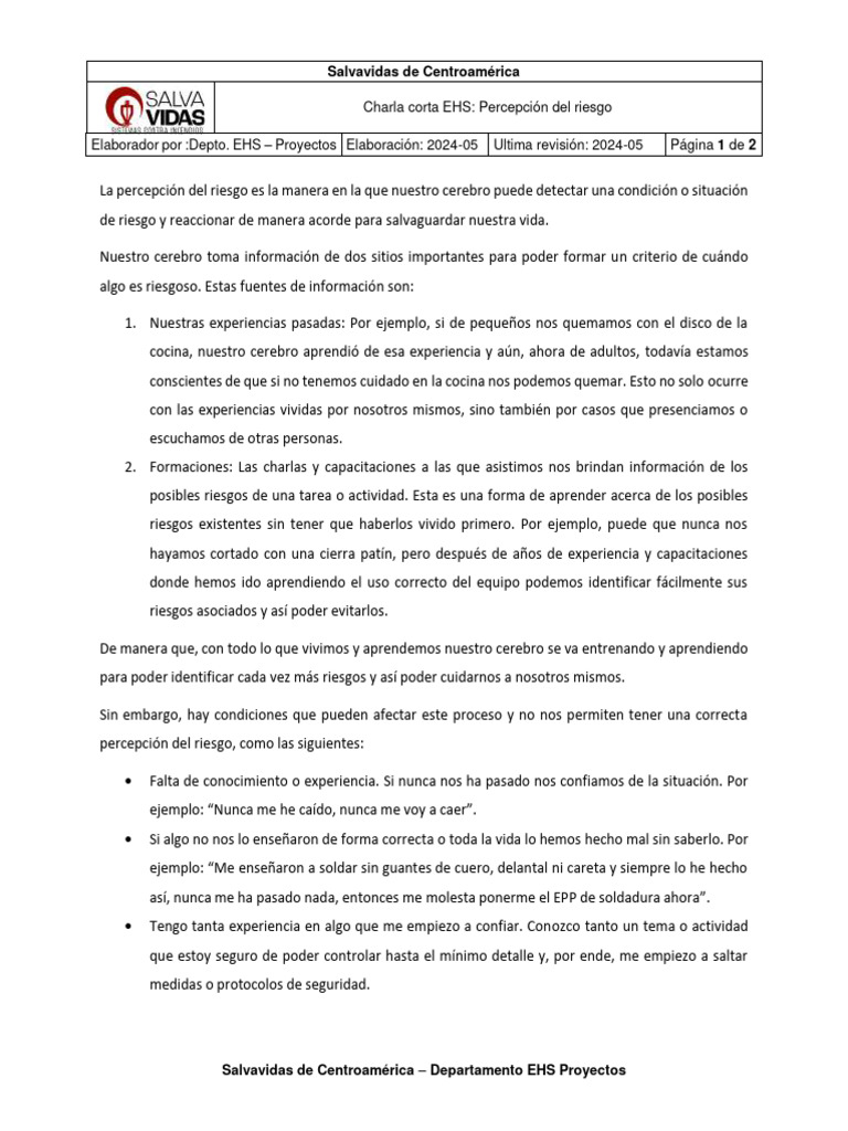 Percepción del riesgo | PDF | Percepción | Sicología