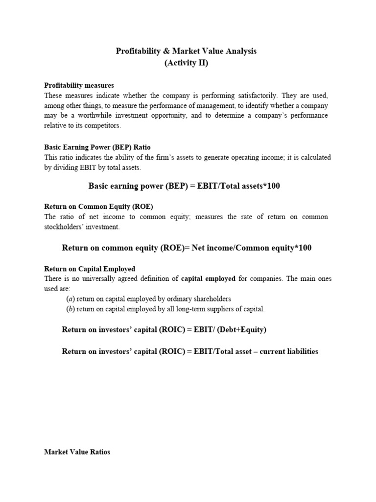 Profitability & Market Value Analysis II | PDF | Equity (Finance) | Dividend