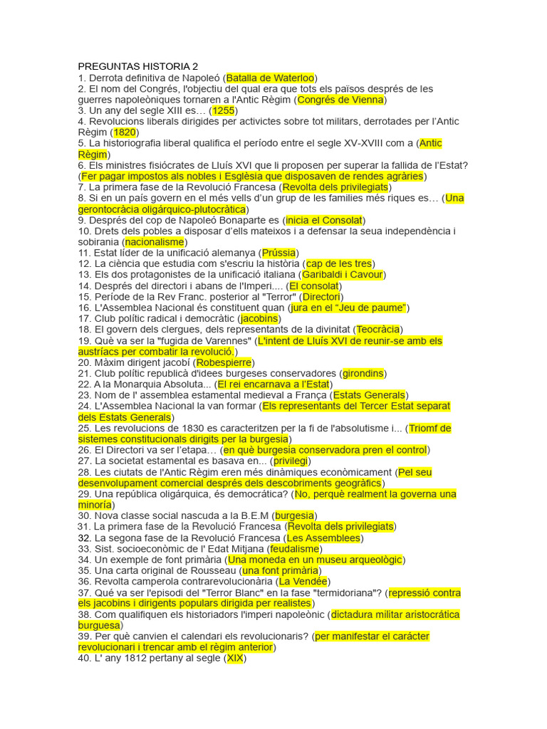 Preguntas Historia 2 | PDF