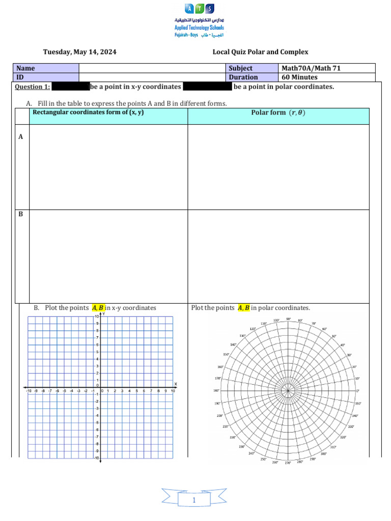 23 24 No MCQ SBQ 2 Polar and Complex | PDF | Complex Number | Coordinate System