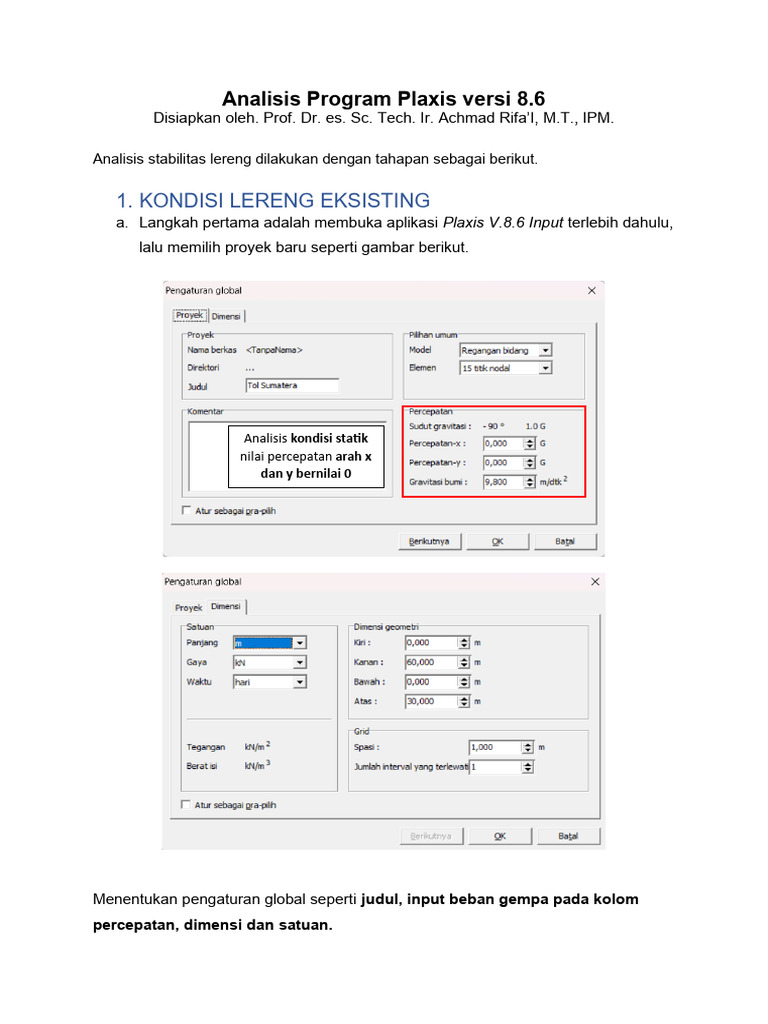 Analisis Program Plaxis Versi 8.6 (Studi Kasus Longsoran Tol Sumatera) | PDF