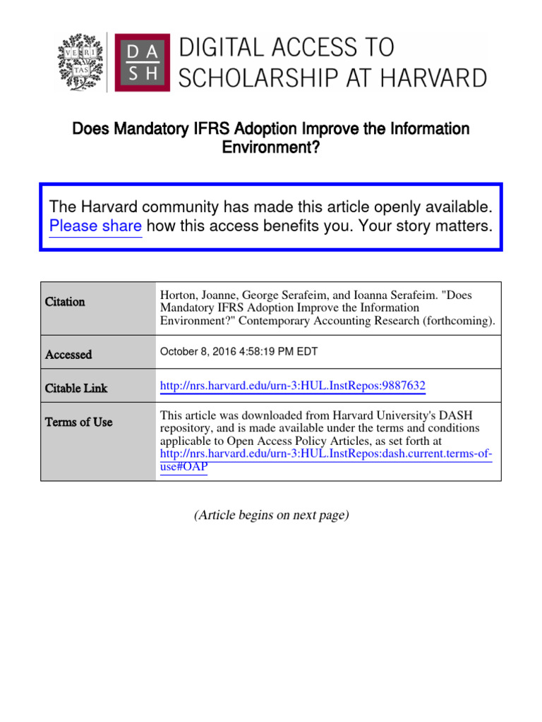 IFRS Adoption and Information Quality Impact | PDF | International ...