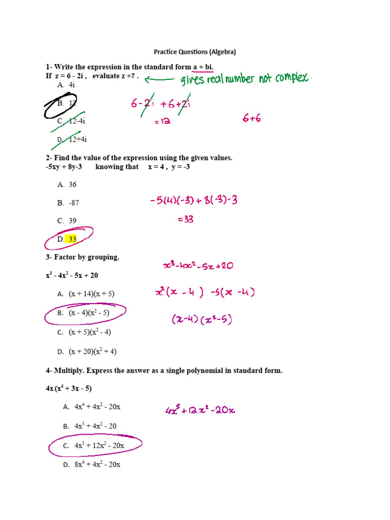 Revision Questions - MTG002 Midterm | PDF | Equations | Inequality ...