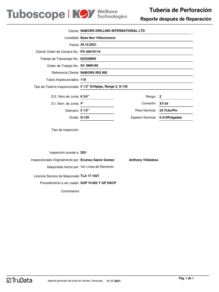 DP 5.5 - XT 54 - 97 Jts Reparacion Conexiones 992 DP9233398W | PDF ...