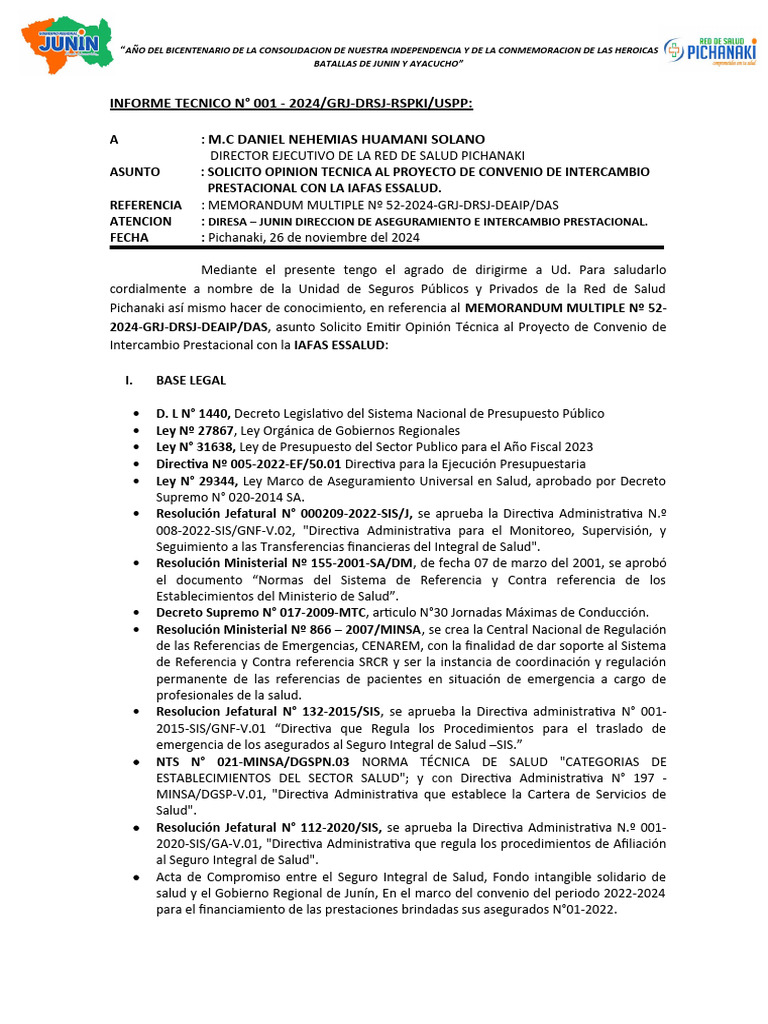 Informe Tecnico #001 Essalud | PDF | Hospital | Partería