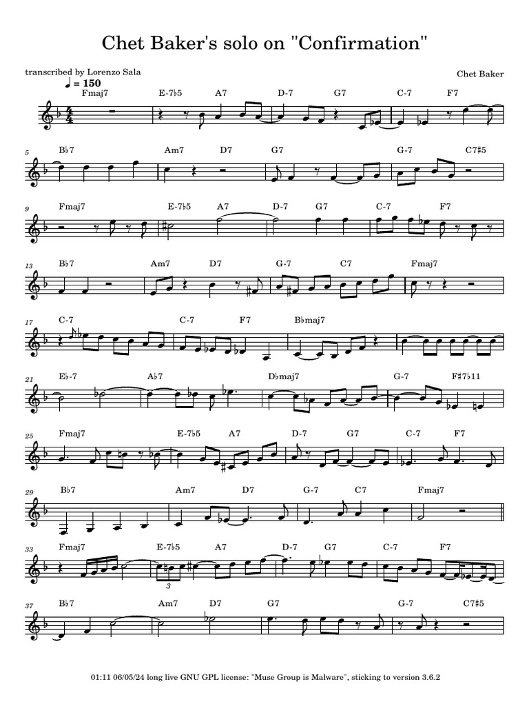 Chet Baker Solo On Confirmation | PDF | Economy Related Organizations ...