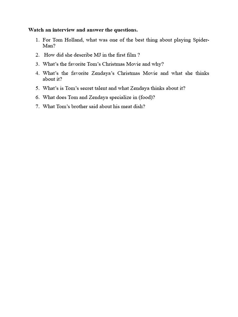 Tom Holland & Zendaya Answer Fan Questions | PDF
