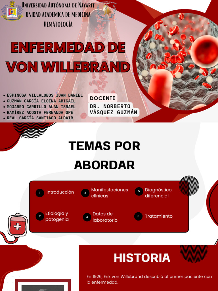 ENFERMEDAD DE VON WILLEBRAND | Descargar gratis PDF | Coagulación | Plaqueta