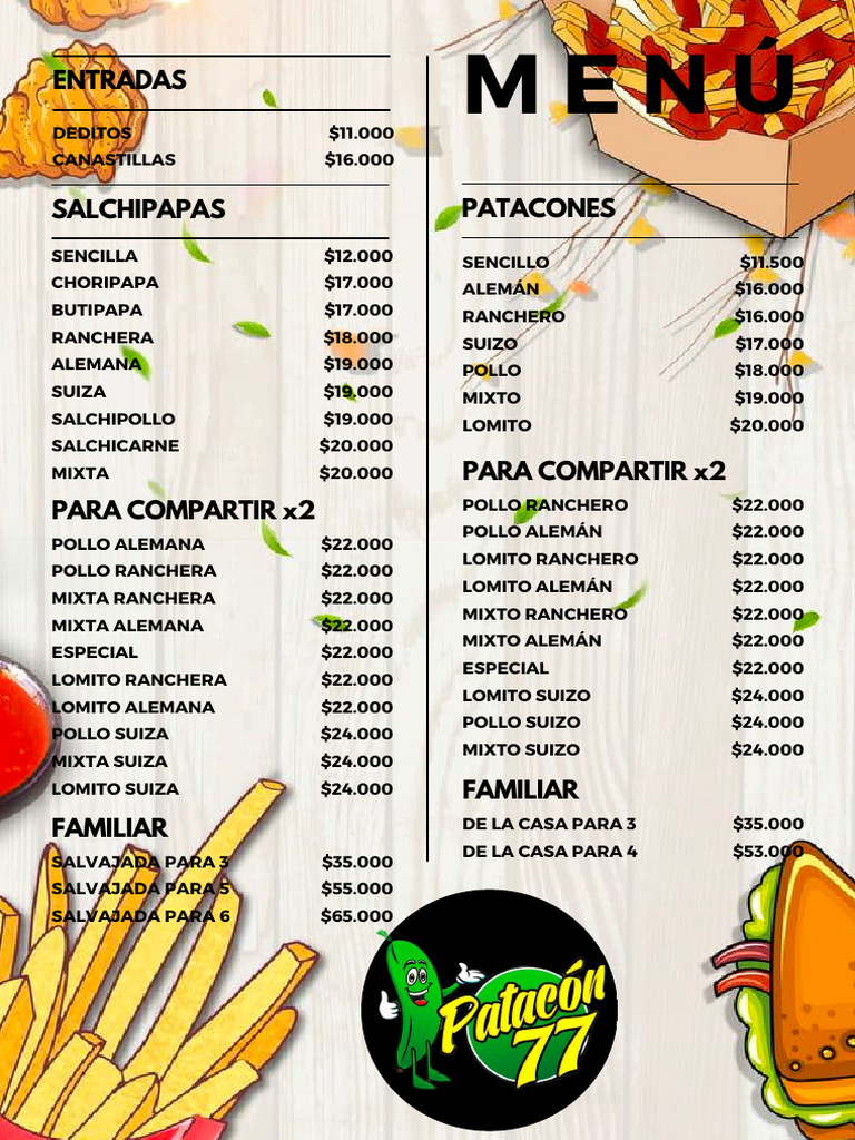 MENU | PDF | Cocina occidental | Alimentos