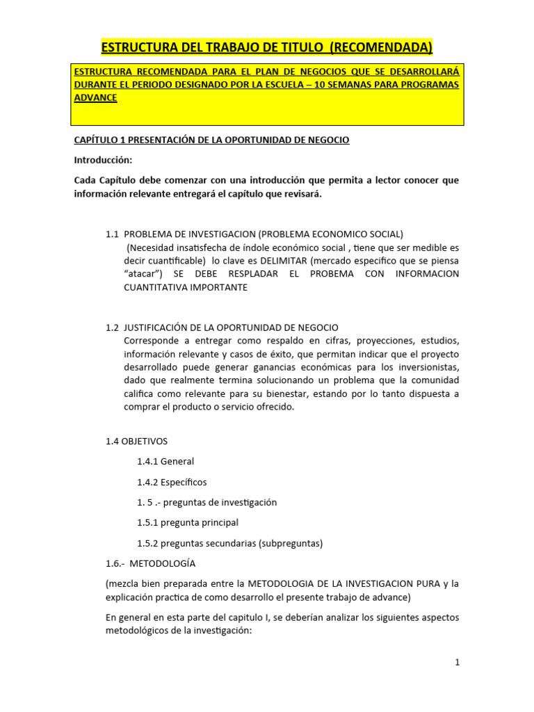 Estructura Del Trabajo de Titulo - Mayo 2024 | PDF | Marketing | Economias