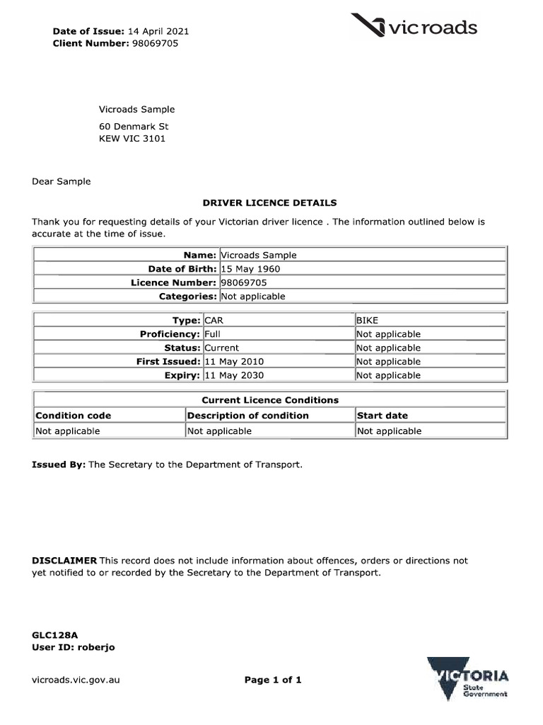 Licence Verification Letter | PDF
