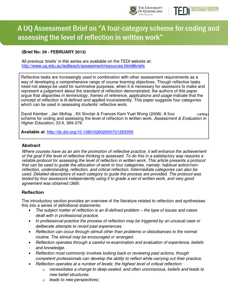 Kember A Four Category Scheme For Coding and As | PDF | Experience | Educational Assessment
