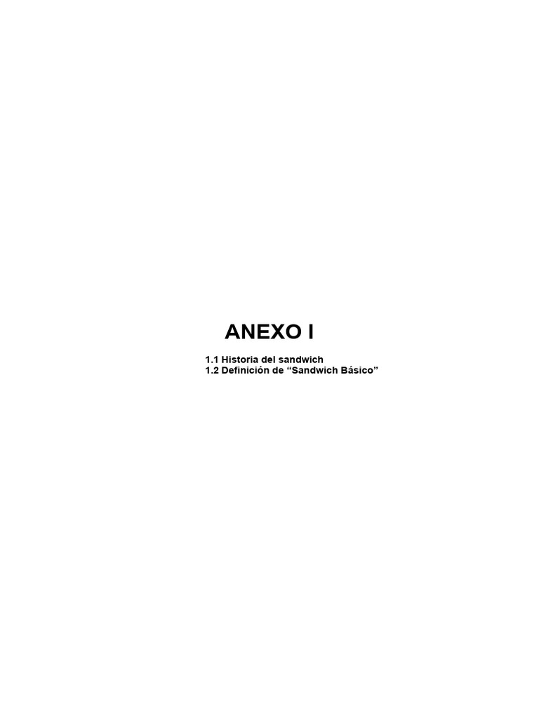 Anexo 1 (Definición del producto) | PDF | Emparedado | Pancho