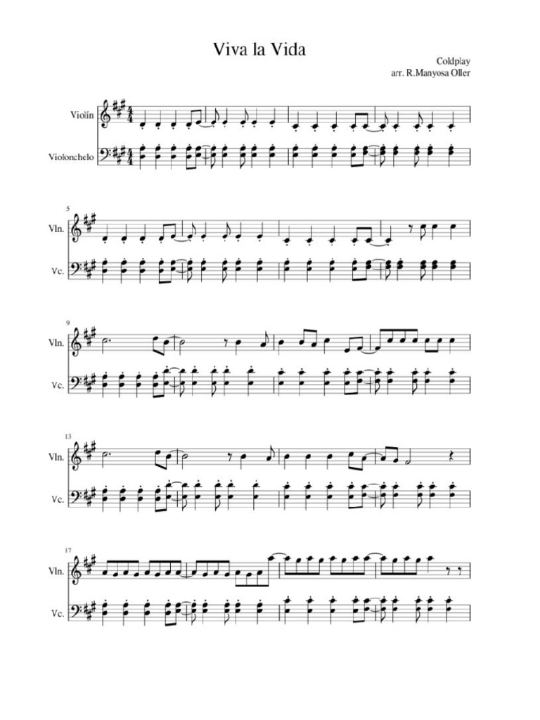Viva La Vida Duo Violin y Cello | PDF