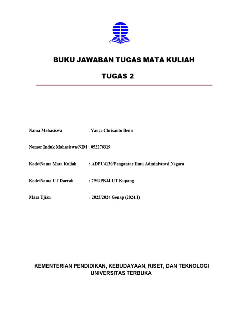 Tugas 2 Pengantar Ilmu Administrasi Negara | PDF | Bisnis | Pengelolaan Keuangan & Uang