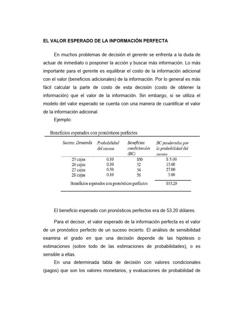 El Valor Esperado de La Información Perfecta | PDF | Crecimiento personal y profesional