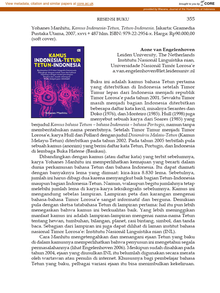 Kamus Indonesia Tetun Tetun Indonesia | PDF