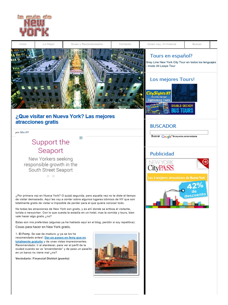 ¿Que Visitar en Nueva York - Las Mejores Atracciones Gratis - La Guia de New York | PDF | Nueva York