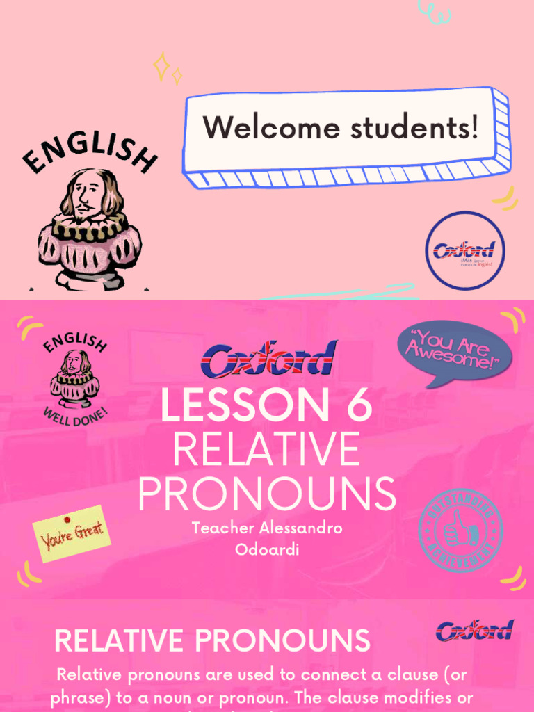 Intermediate Lesson 6 - Relative Pronouns | PDF | Pronoun | Clause