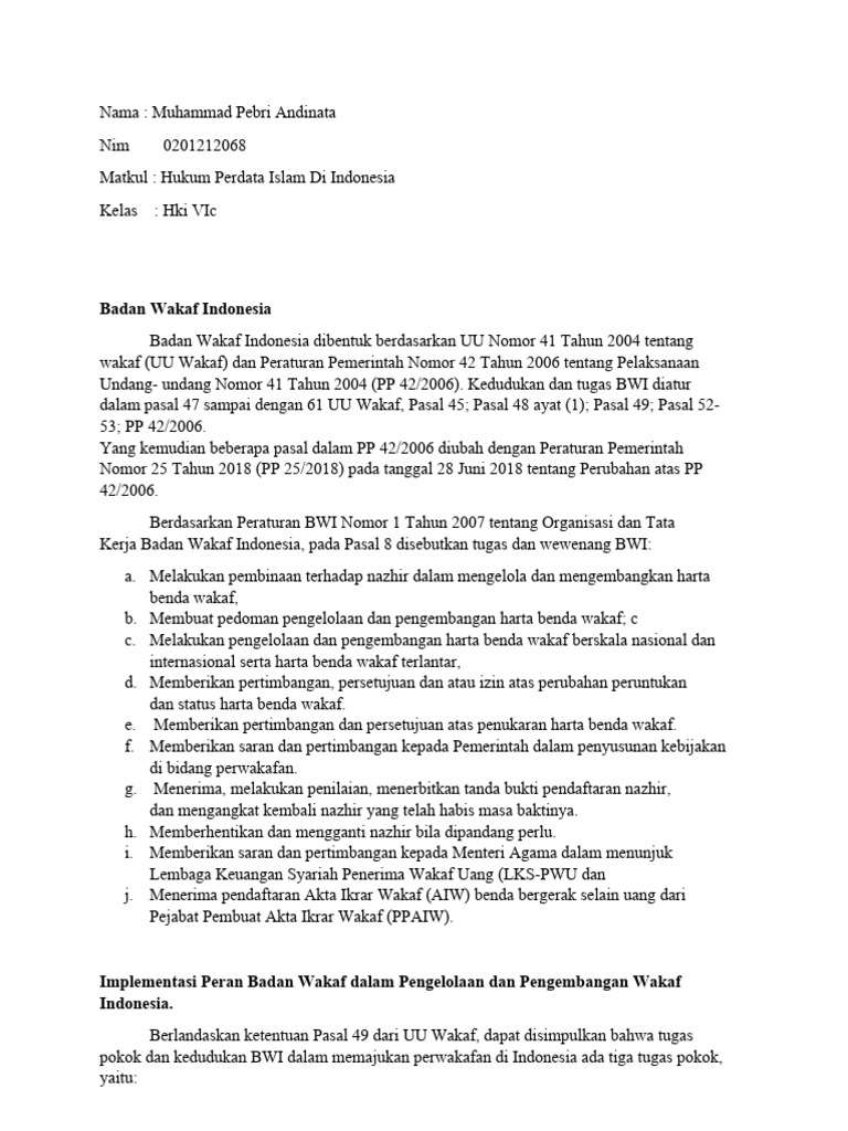 Resume Hukum Perdata Islam Di Indonesia Muhammad Pebri Andinata ...