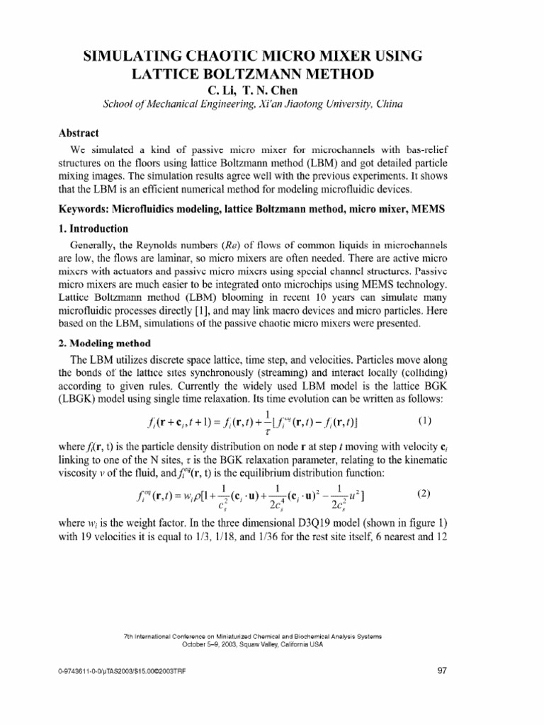 Simulating Chaotic Micro Mixer Using Lattice Boltzmann Method | PDF ...