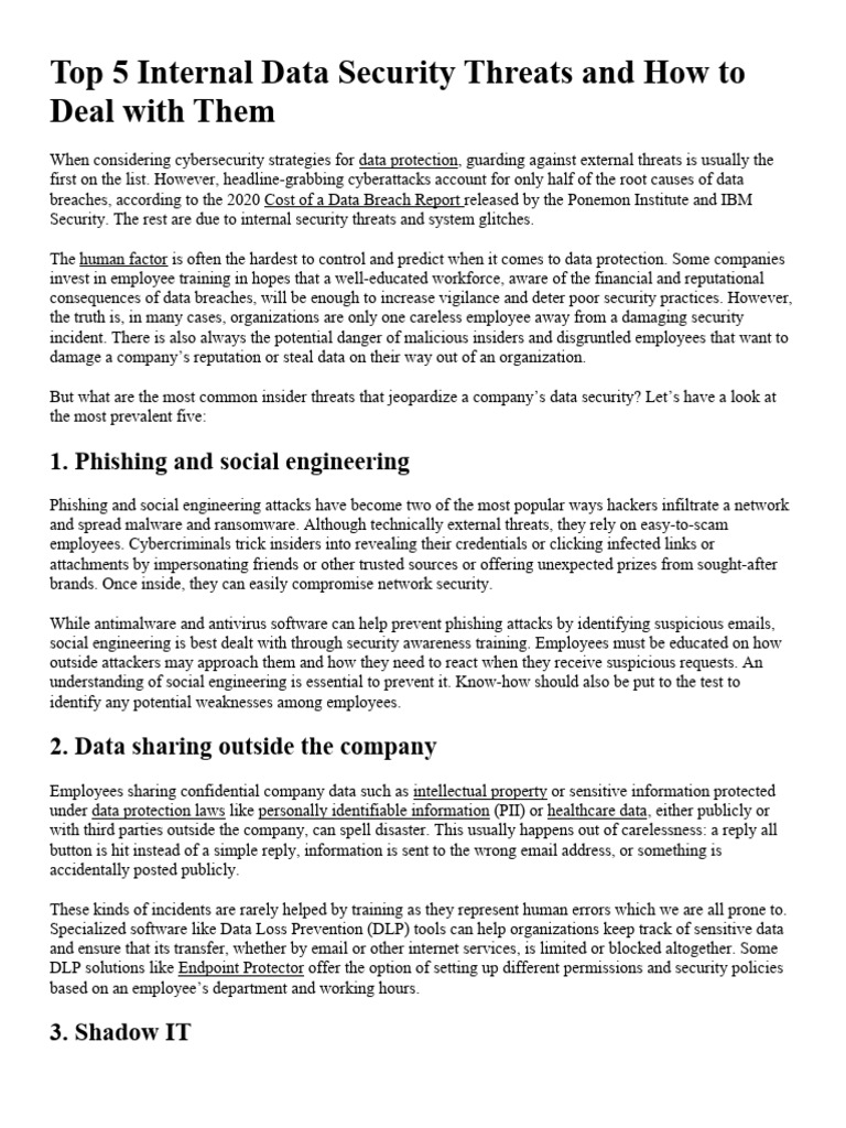 Lecture Note On Data Security Threats | PDF | Security | Computer Security