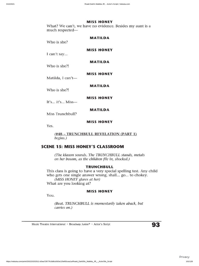 Matilda Script YSBD | PDF