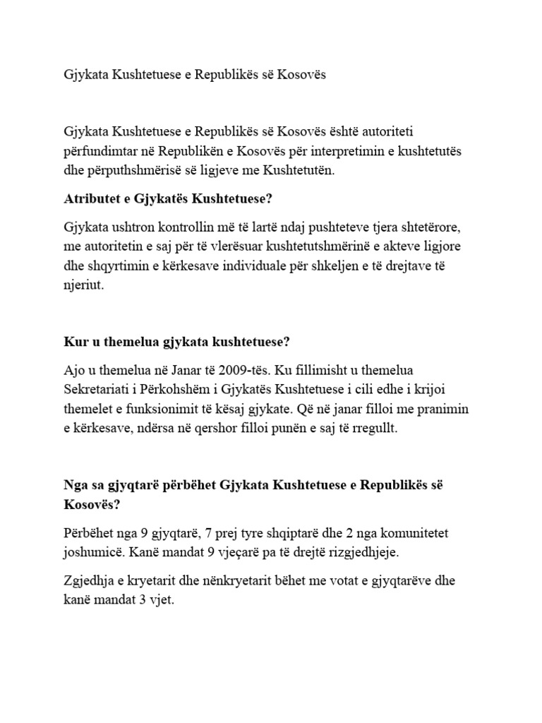 Gjykata Kushtetuese e Kosovës | PDF