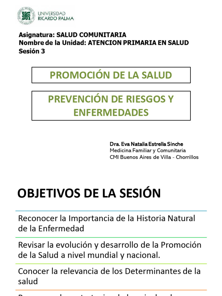 Promocion y Prevencion URP 2023 - 1 | PDF | Asistencia sanitaria preventiva | Promoción de la salud