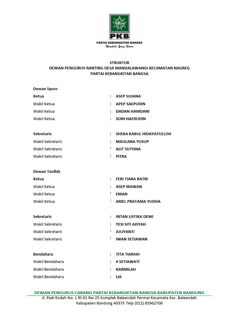 Struktur Ranting Ds Mandalawangi Kec. Nagreg | PDF