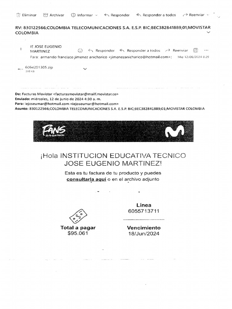 Recibo de Internet Mes de Junio 2024 | PDF